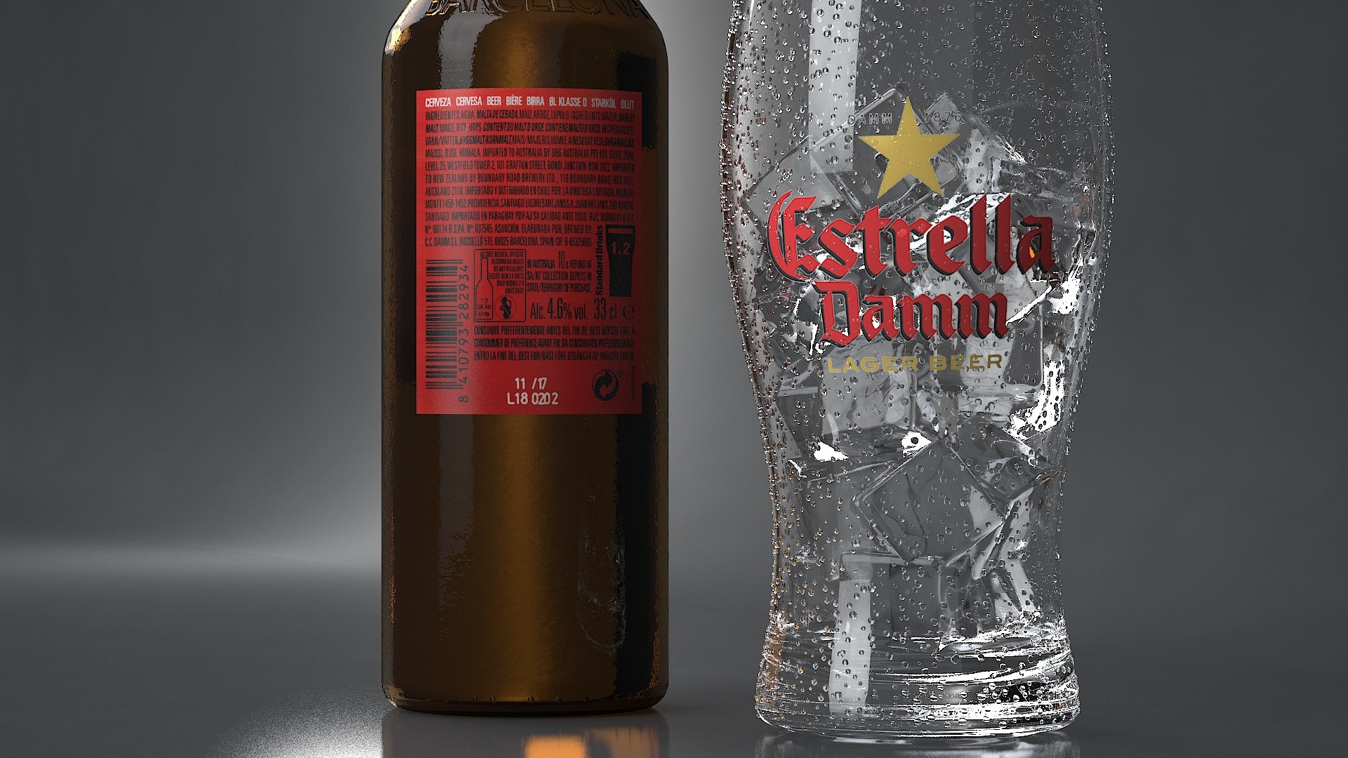 Estrella Damm Beer Glass 3d Model