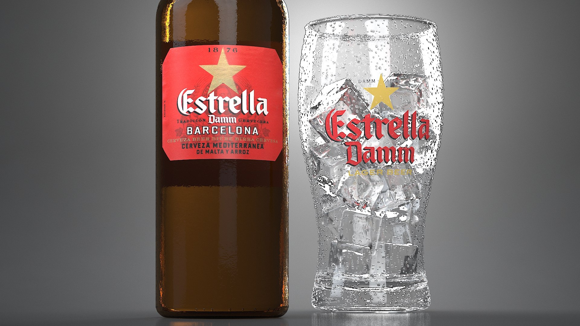 Estrella Damm Beer Glass 3d Model