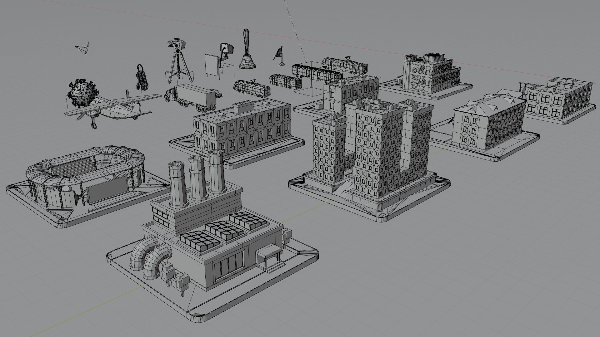 Stylized low poly buildings and assets pack 3D model - TurboSquid 1806940