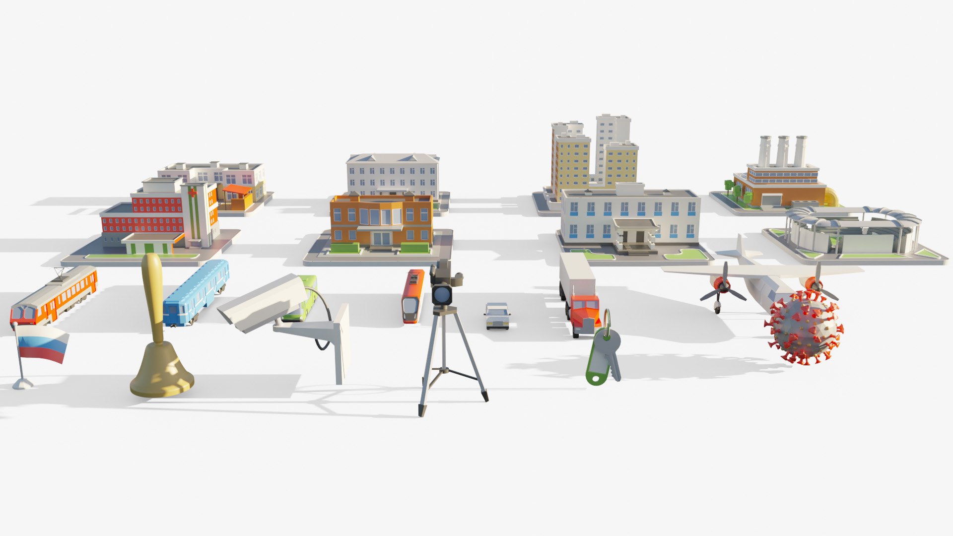 Stylized low poly buildings and assets pack 3D model - TurboSquid 1806940