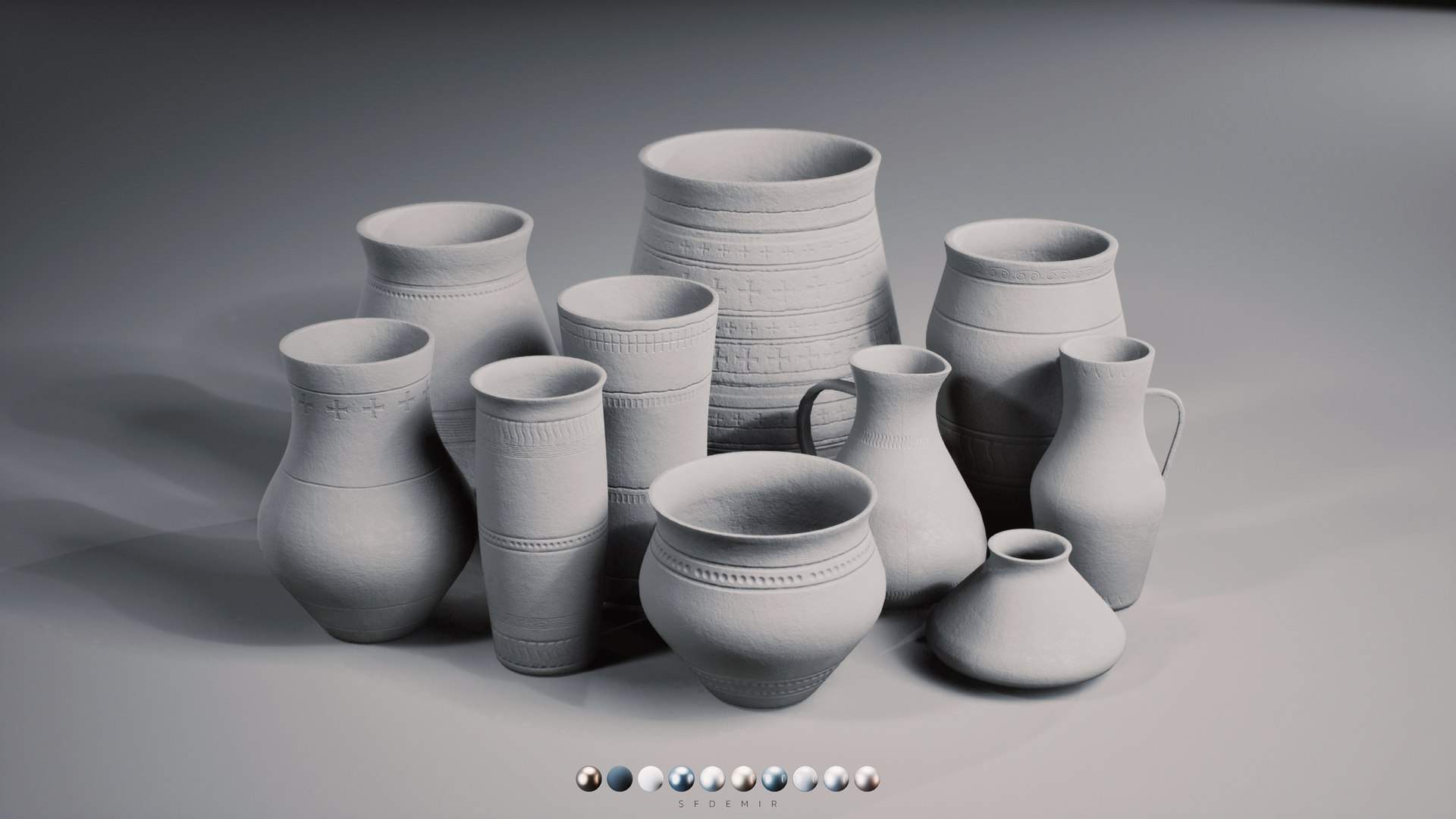 3D LP - PBR Pottery Pack Vol 01 - TurboSquid 2305273