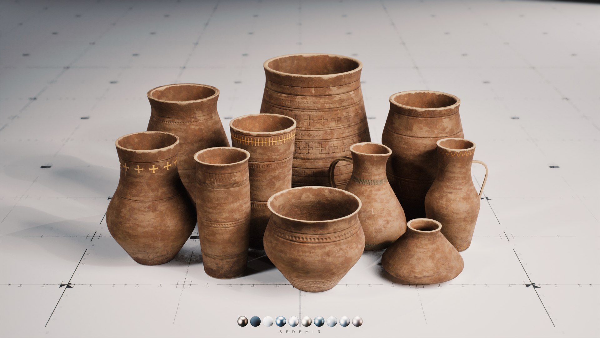 3D LP - PBR Pottery Pack Vol 01 - TurboSquid 2305273