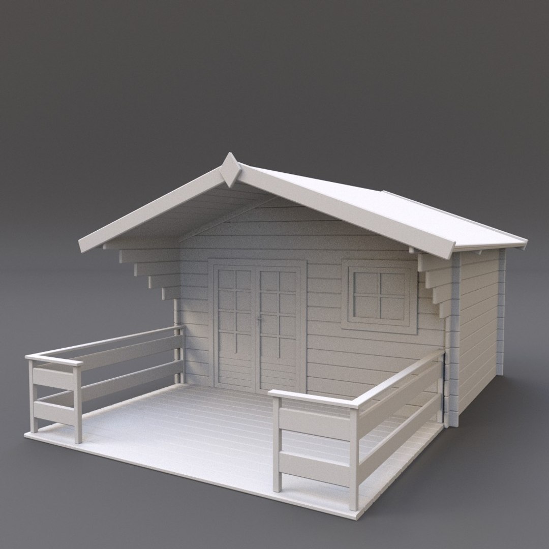 3d wooden shed 01