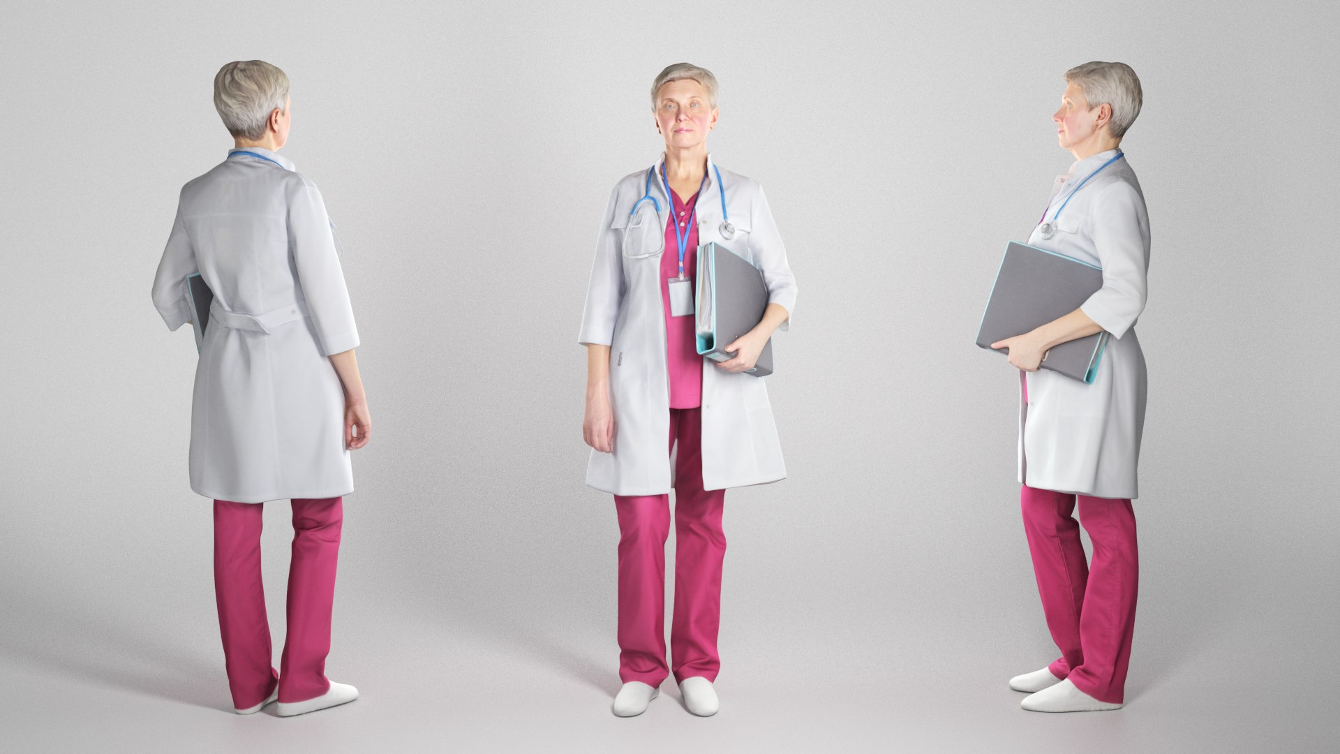 3D Female Medical Doctor With Folder 255 Model - TurboSquid 1858606