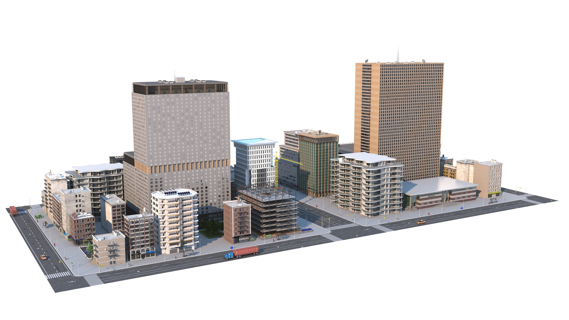 City Street 3D Model - TurboSquid 1585786
