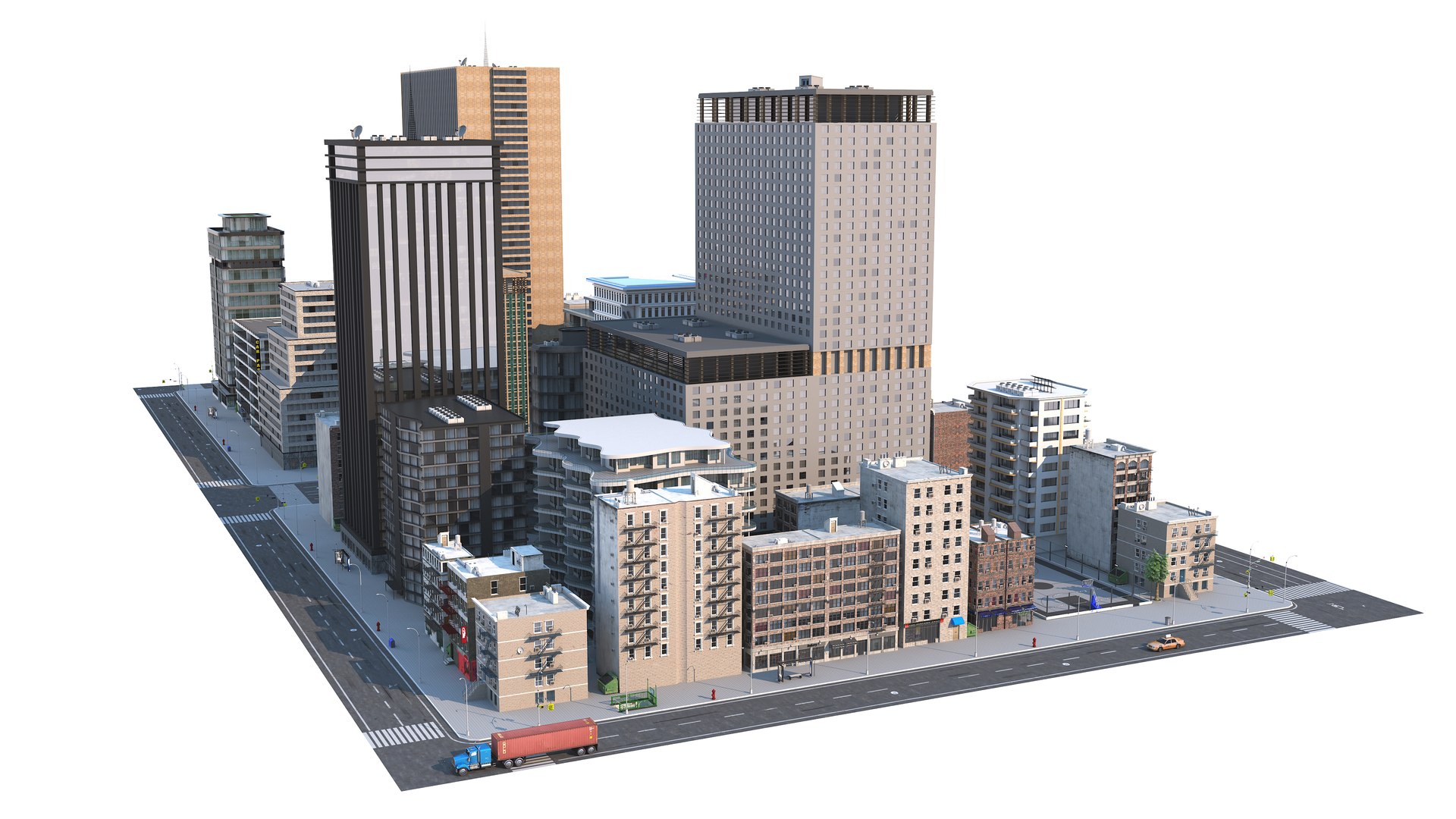 City Street 3D Model - TurboSquid 1585786
