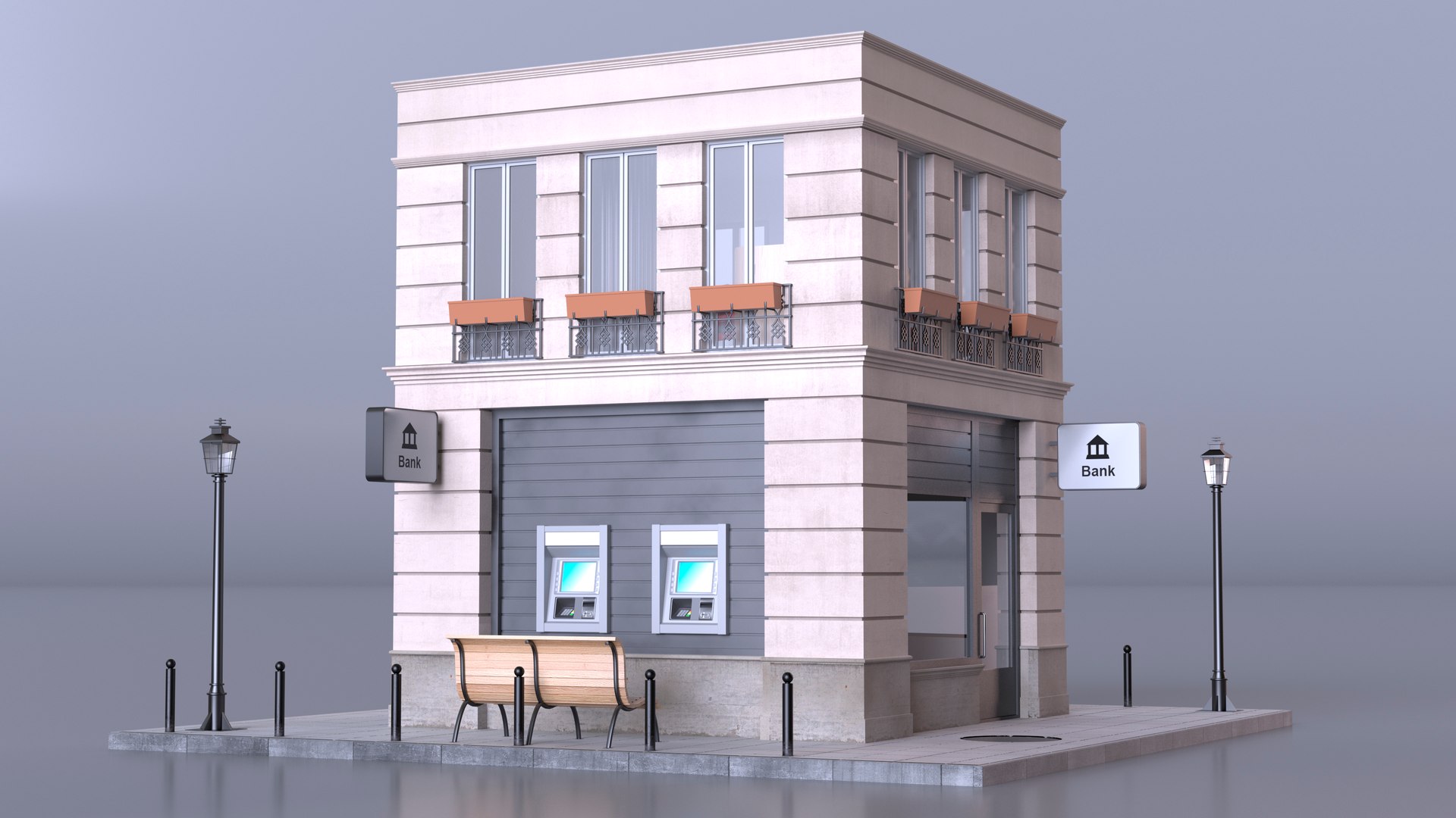 3D model Small Bank Branch Building - TurboSquid 2155516
