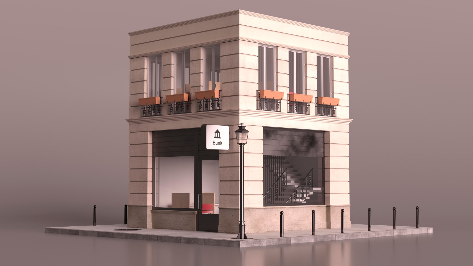 3D model Small Bank Branch Building - TurboSquid 2155516