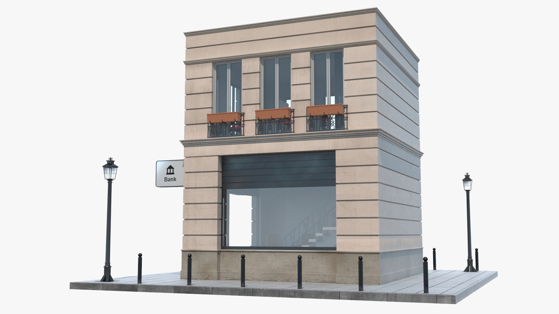 3D model Small Bank Branch Building - TurboSquid 2155516