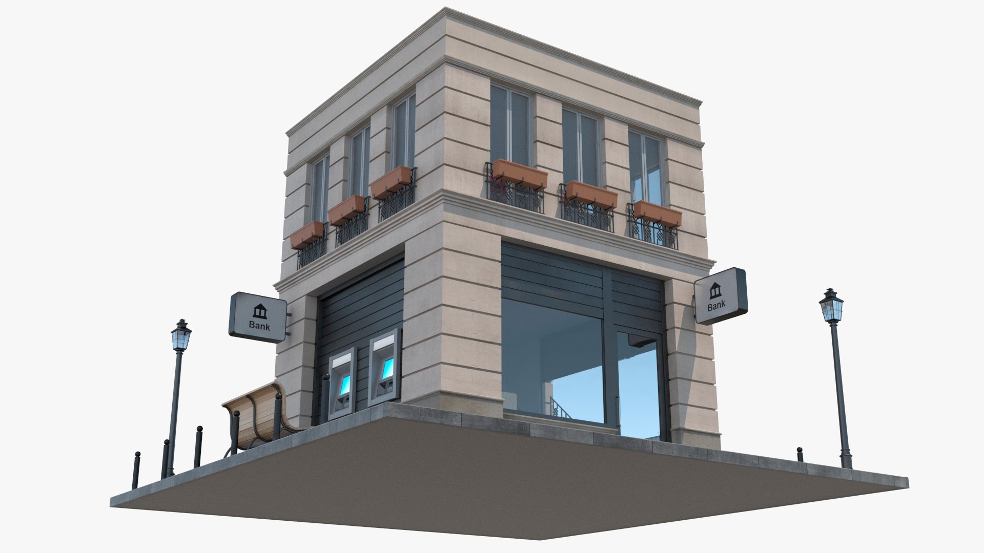3D model Small Bank Branch Building - TurboSquid 2155516