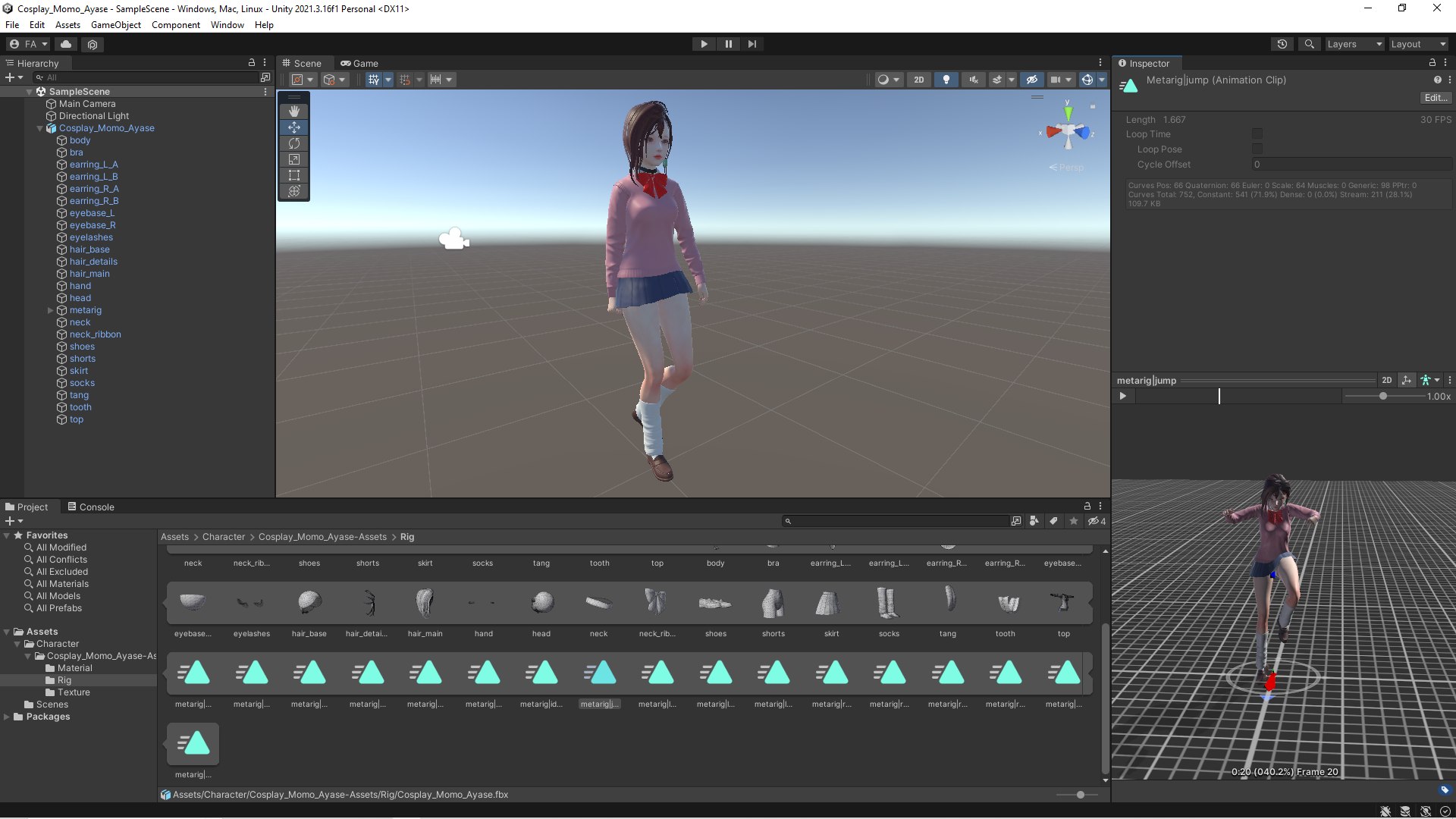 Cosplay Momo Ayase - UE5 - Unity - Blender - Animated - Realistic Female Character Model ...