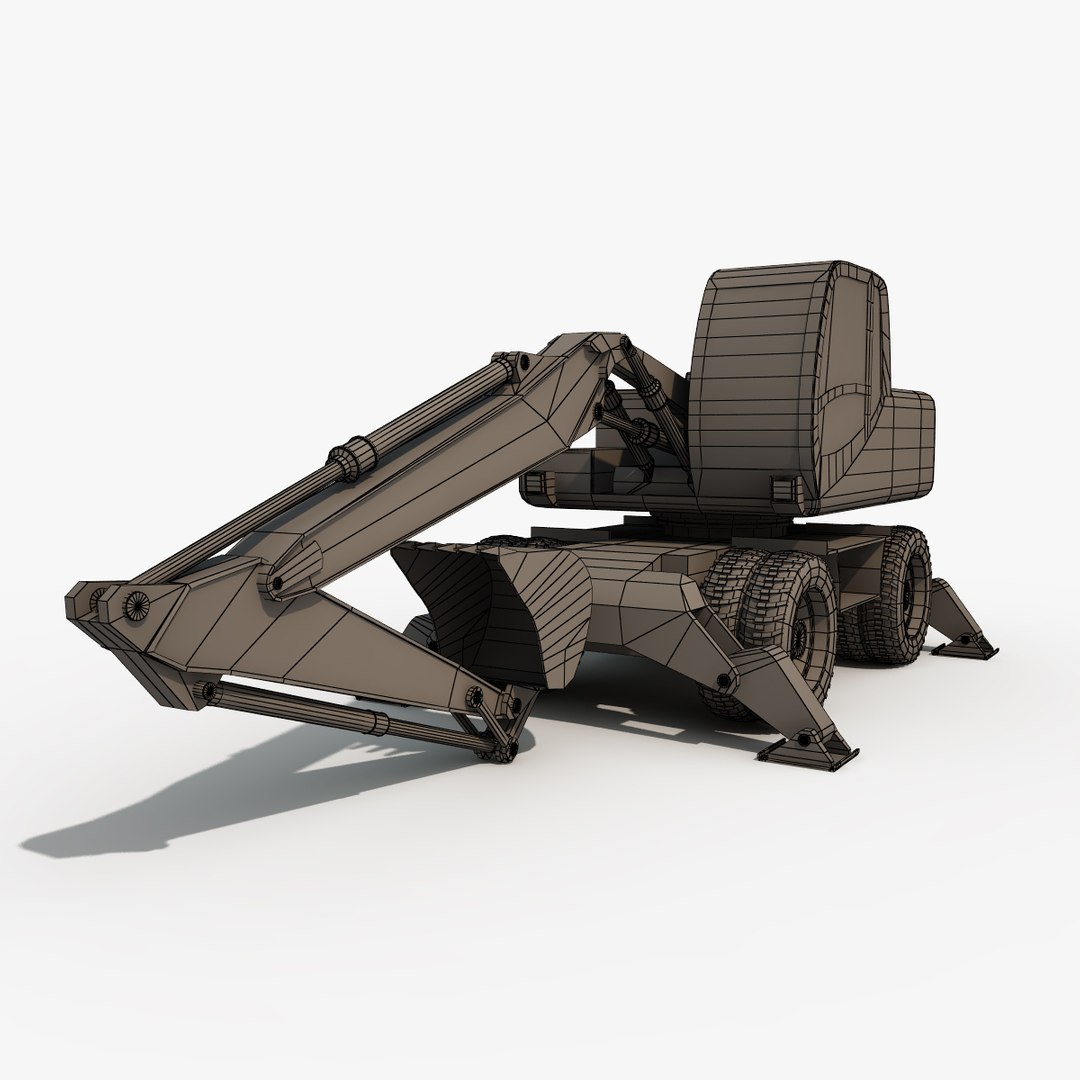 middle hydraulic excavator 3d model