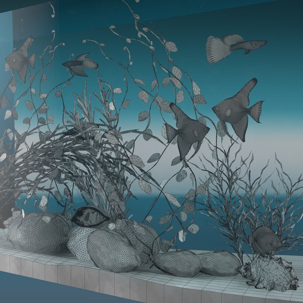 3D 3ds Max aquarium fish water
