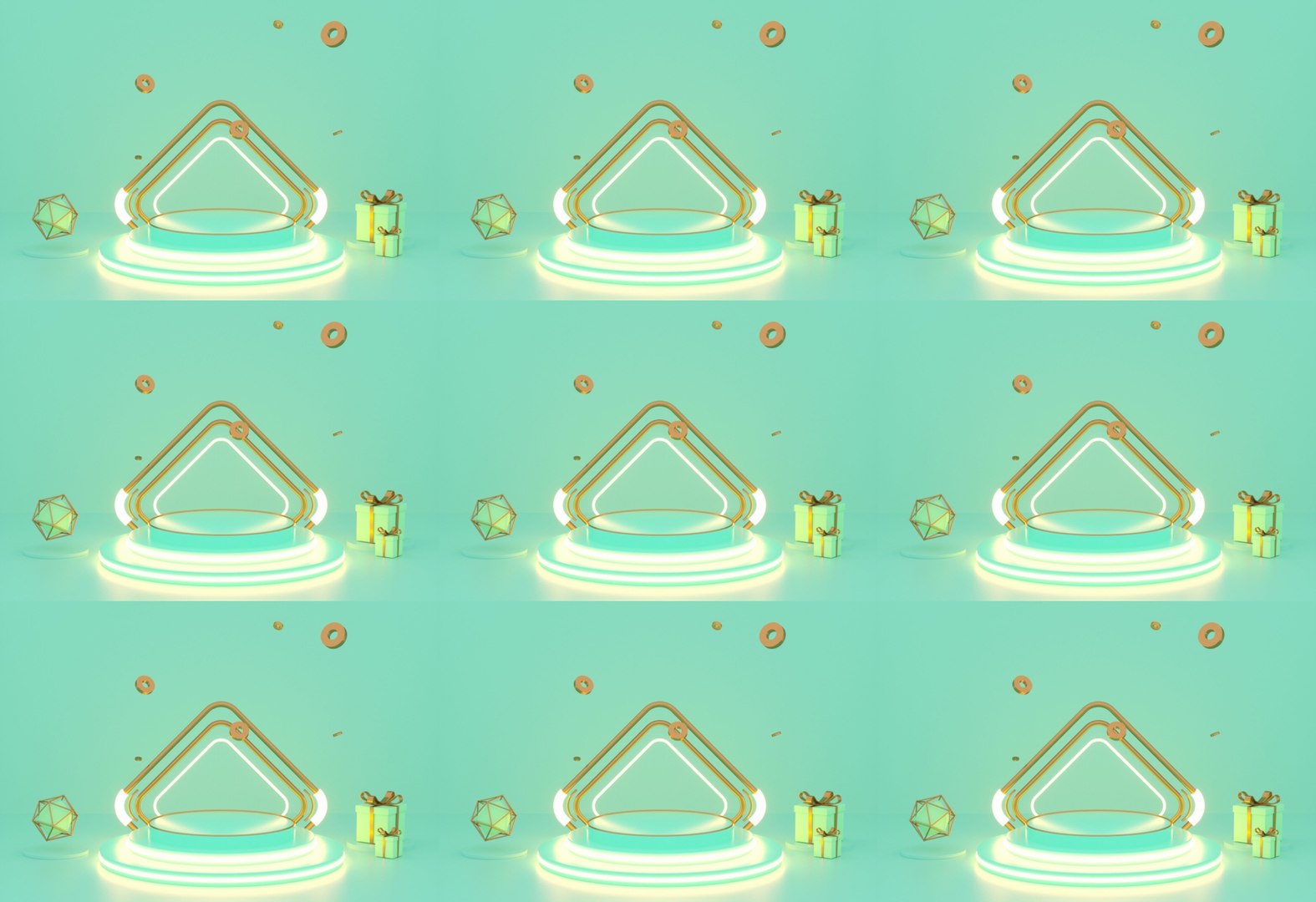 Mint Green C4D display scene poster background elements LED light 3D ...