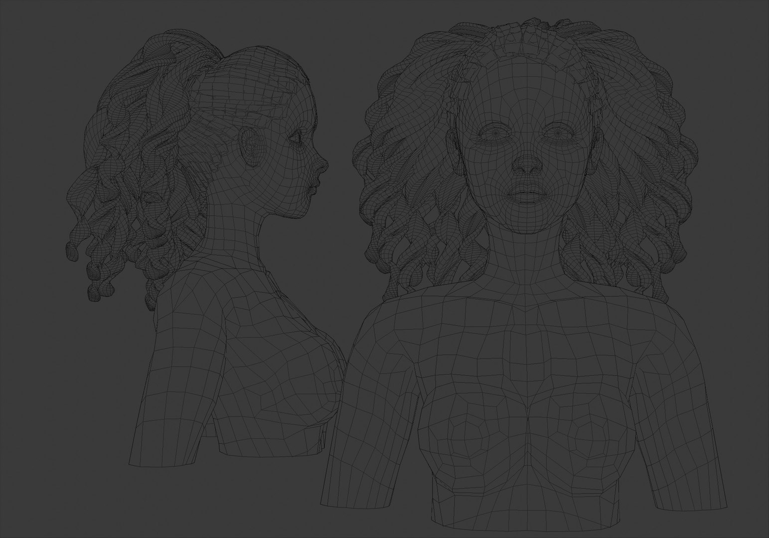 3D Model Curly Pigtail Hairstyle - TurboSquid 1963272