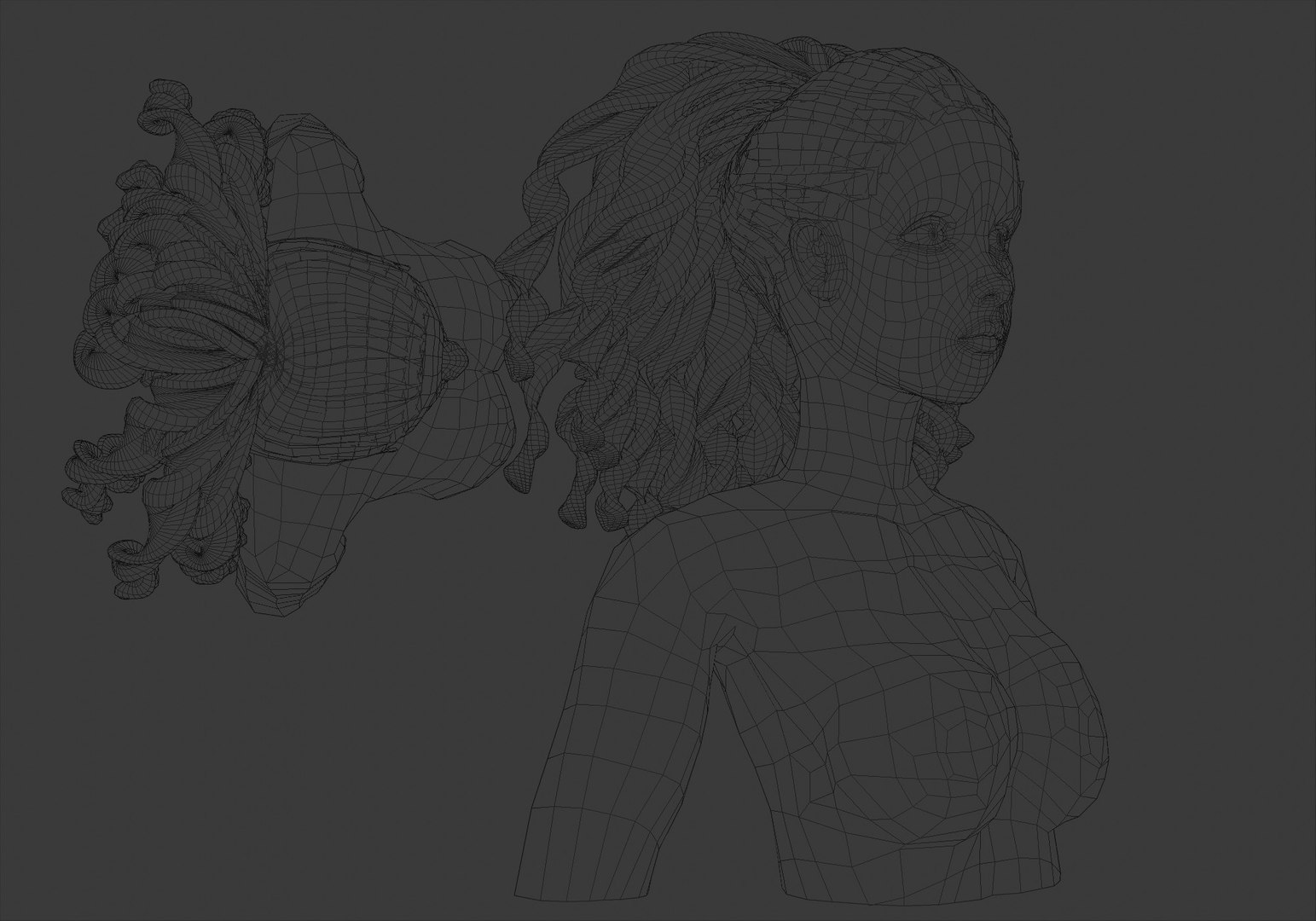 3D Model Curly Pigtail Hairstyle - TurboSquid 1963272