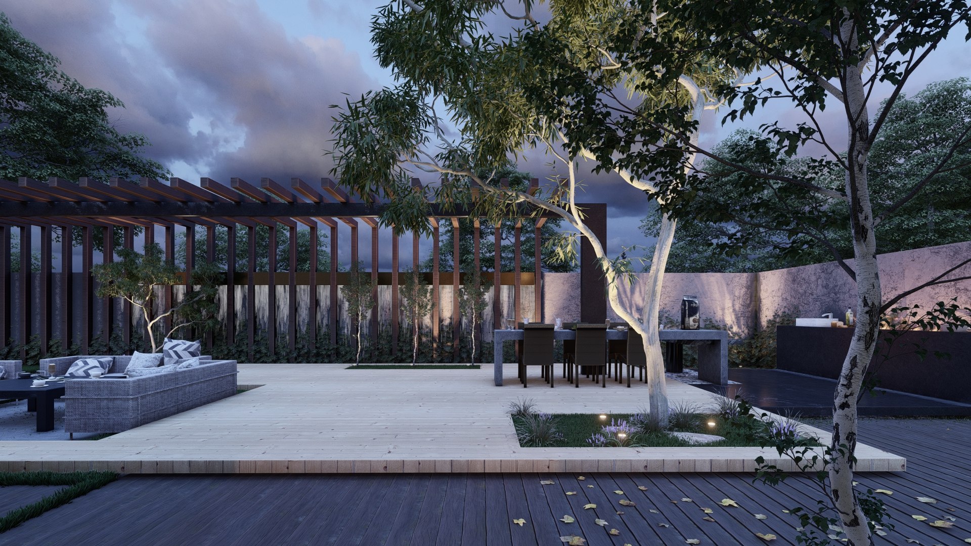 Villa Backyard American Style House Landscape Revit Lumion FBX CAD 3D ...