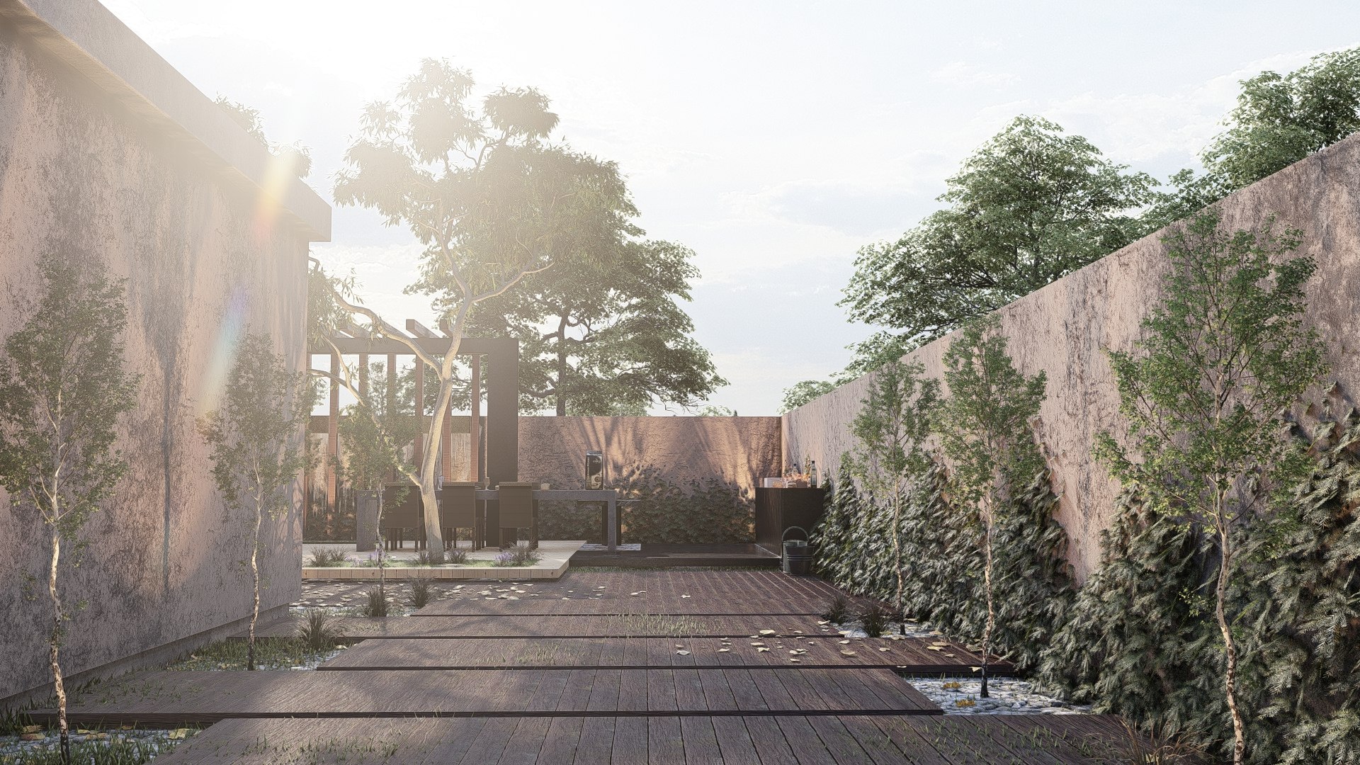 Villa Backyard American Style House Landscape Revit Lumion FBX CAD 3D Model - TurboSquid 2117069