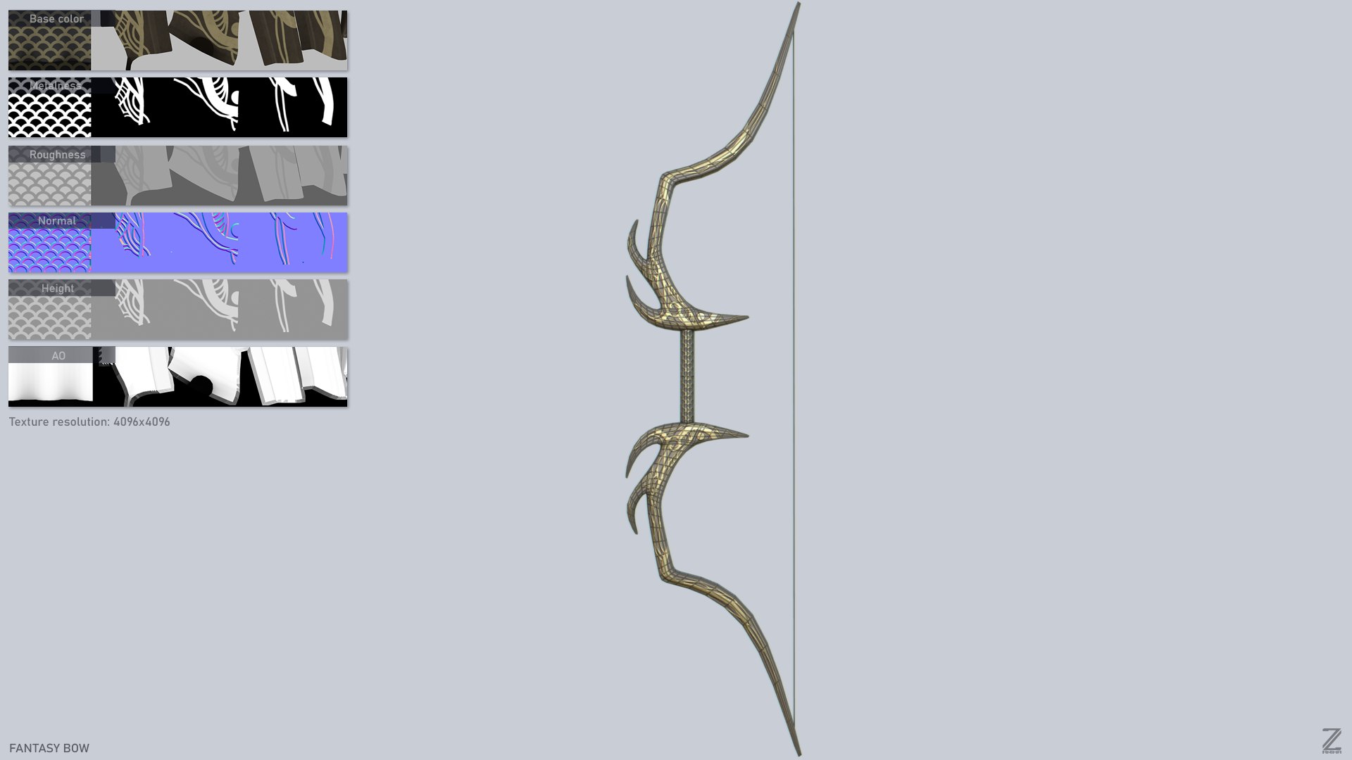 3D Fantasy Bow - TurboSquid 2241638