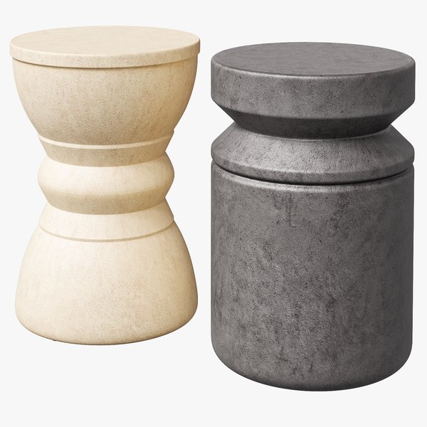 modelo 3d Restoration Hardware Mesas auxiliares de hormigón Java Drum ...