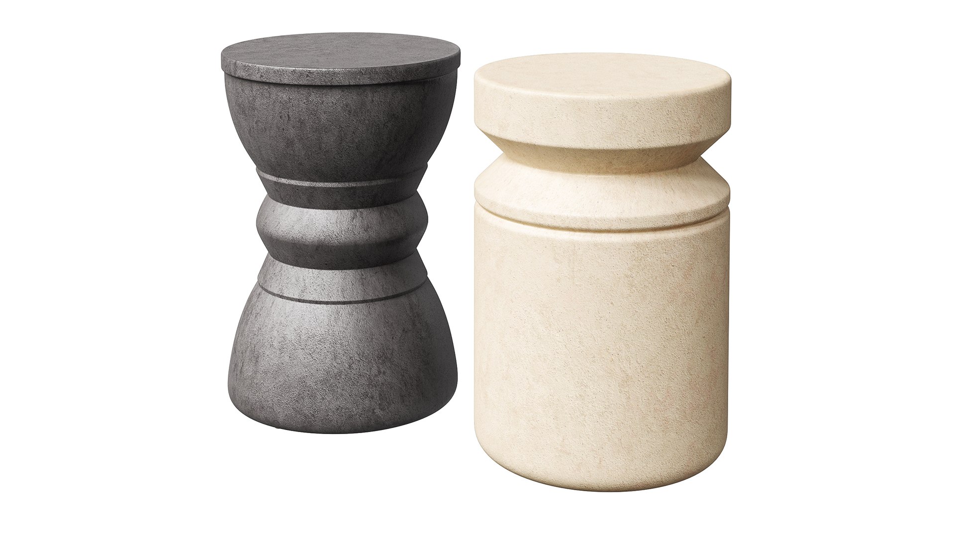 3D Restoration Hardware Java Concrete Side Tables Drum And Spool ...
