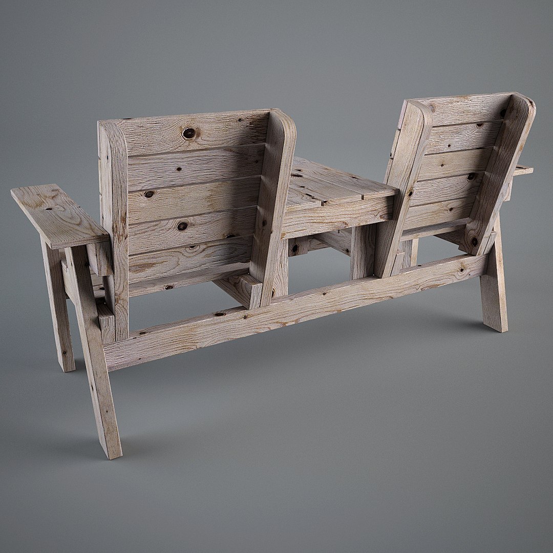 3D double chair bench model - TurboSquid 1346514