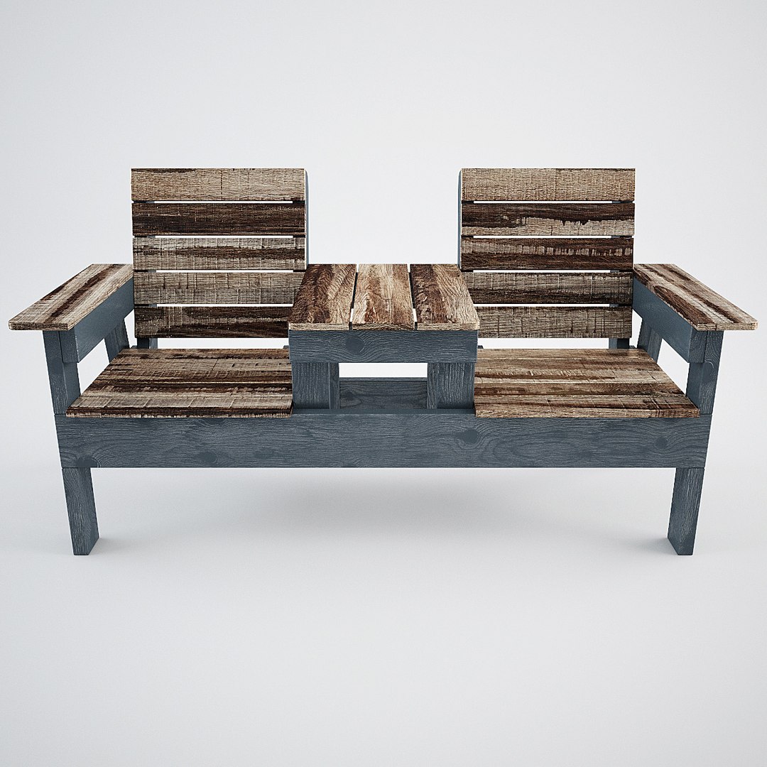 3D double chair bench model - TurboSquid 1346514