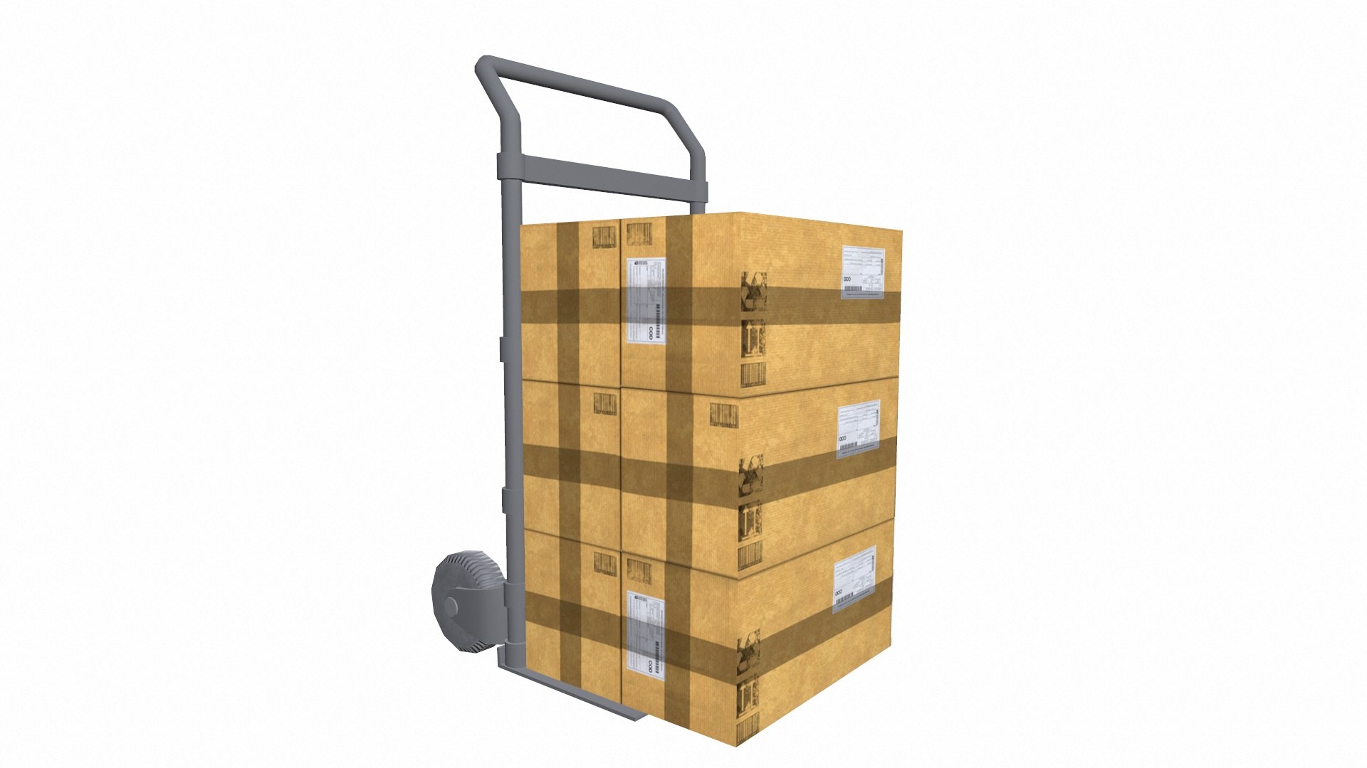 3D Model Trolley With Carton Box - TurboSquid 2345594