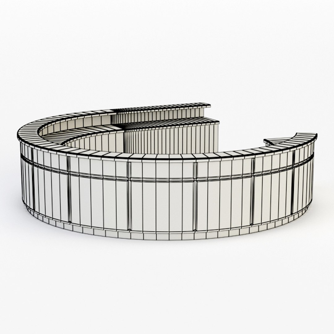 Architectural visualization rounded reception desk 3D model ...