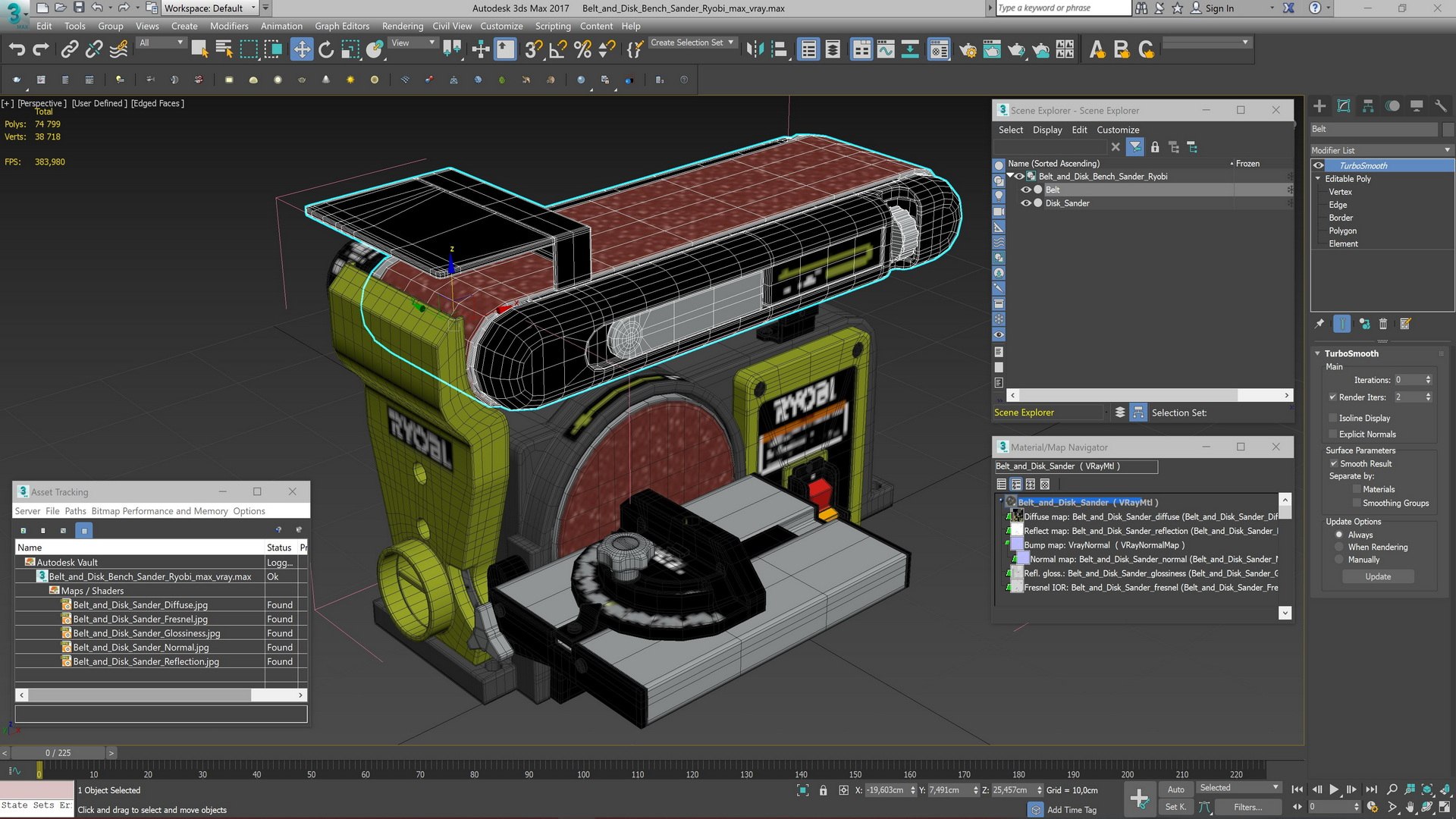3D Belt and Disk Bench Sander Ryobi - TurboSquid 2155791