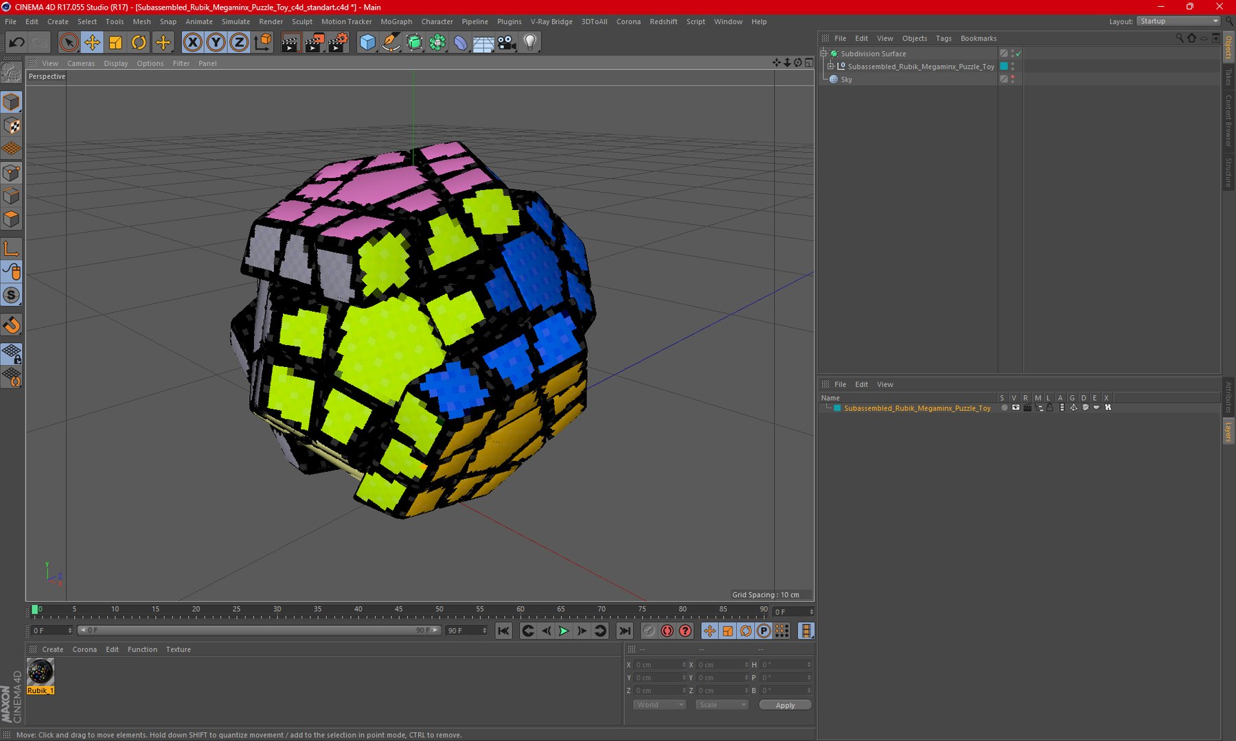 3D Subassembled Rubik Megaminx Puzzle Toy Model - TurboSquid 2193574