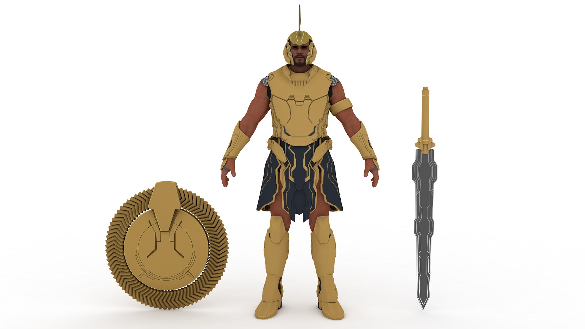 Warrior Man With Armor Rigged And Animated 3D - TurboSquid 2378019