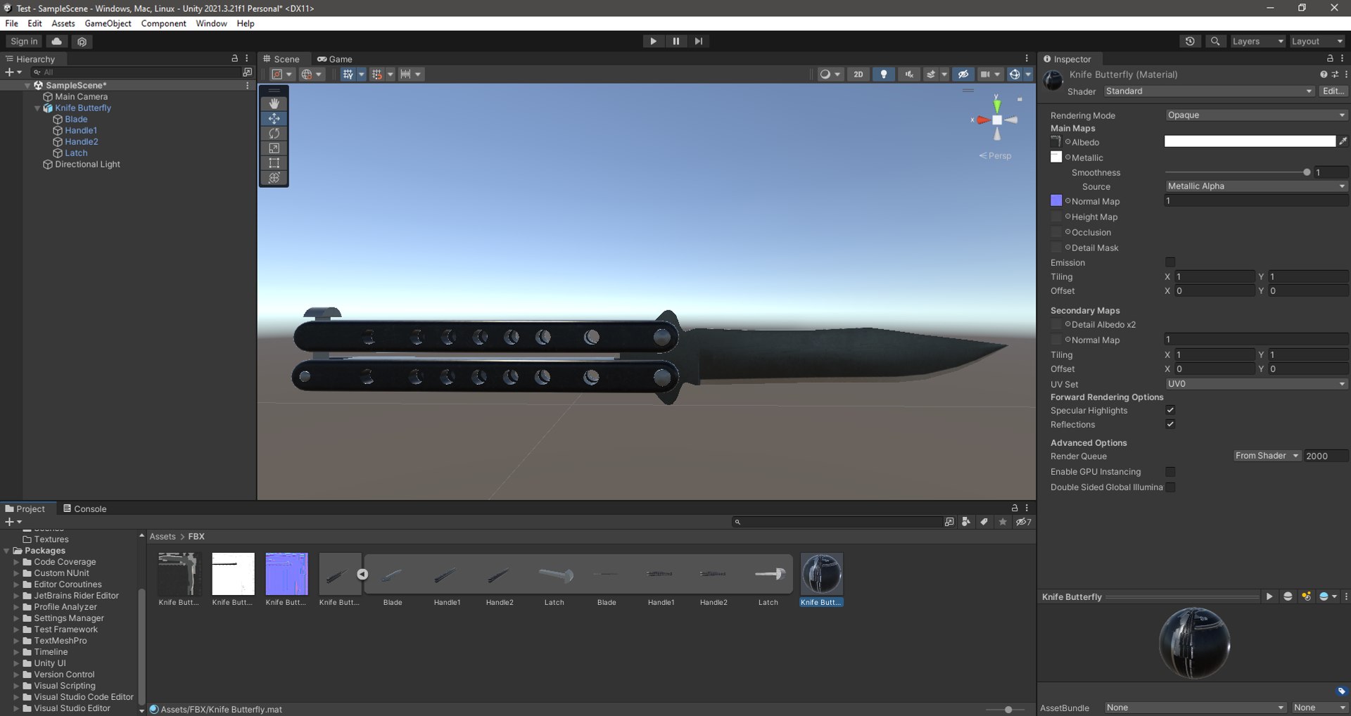 3D Butterfly Knife - TurboSquid 2120709