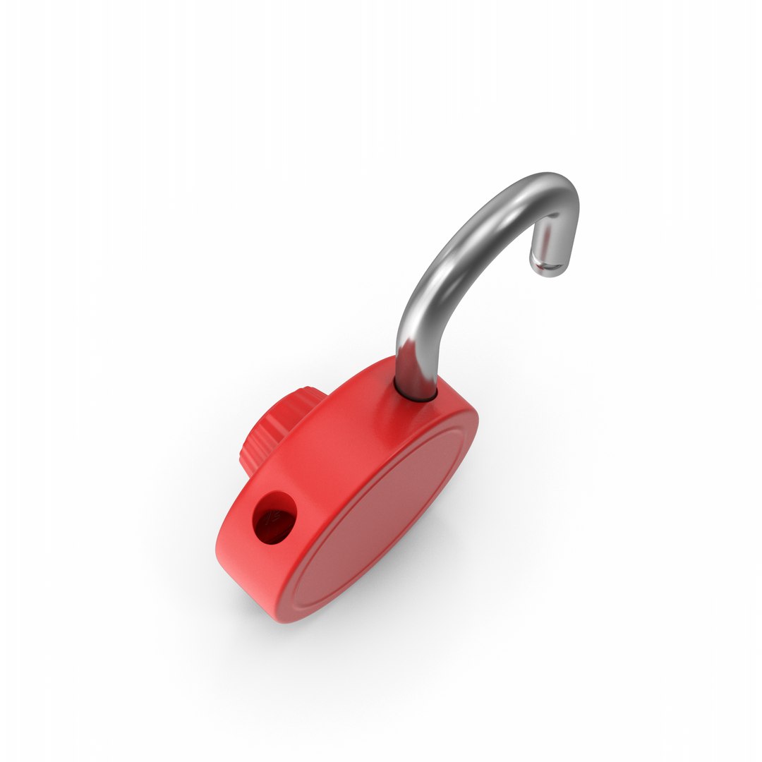 3D Red Combination Round Padlock Opened model - TurboSquid 2140134