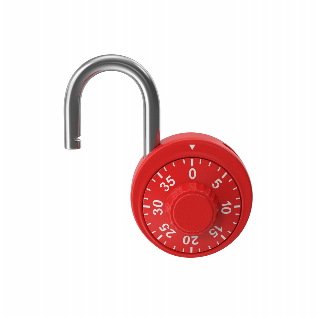 3D Red Combination Round Padlock Opened model - TurboSquid 2140134