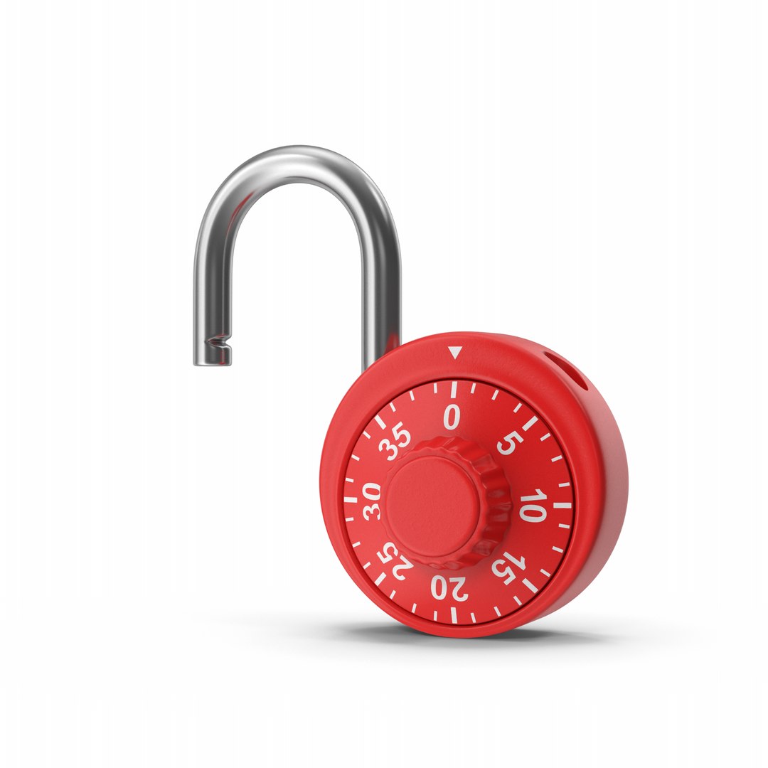 3D Red Combination Round Padlock Opened model - TurboSquid 2140134