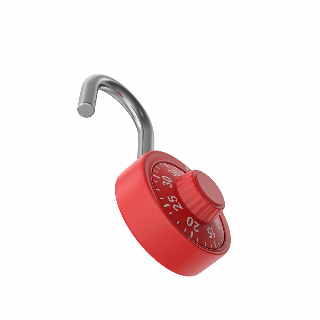 3D Red Combination Round Padlock Opened model - TurboSquid 2140134