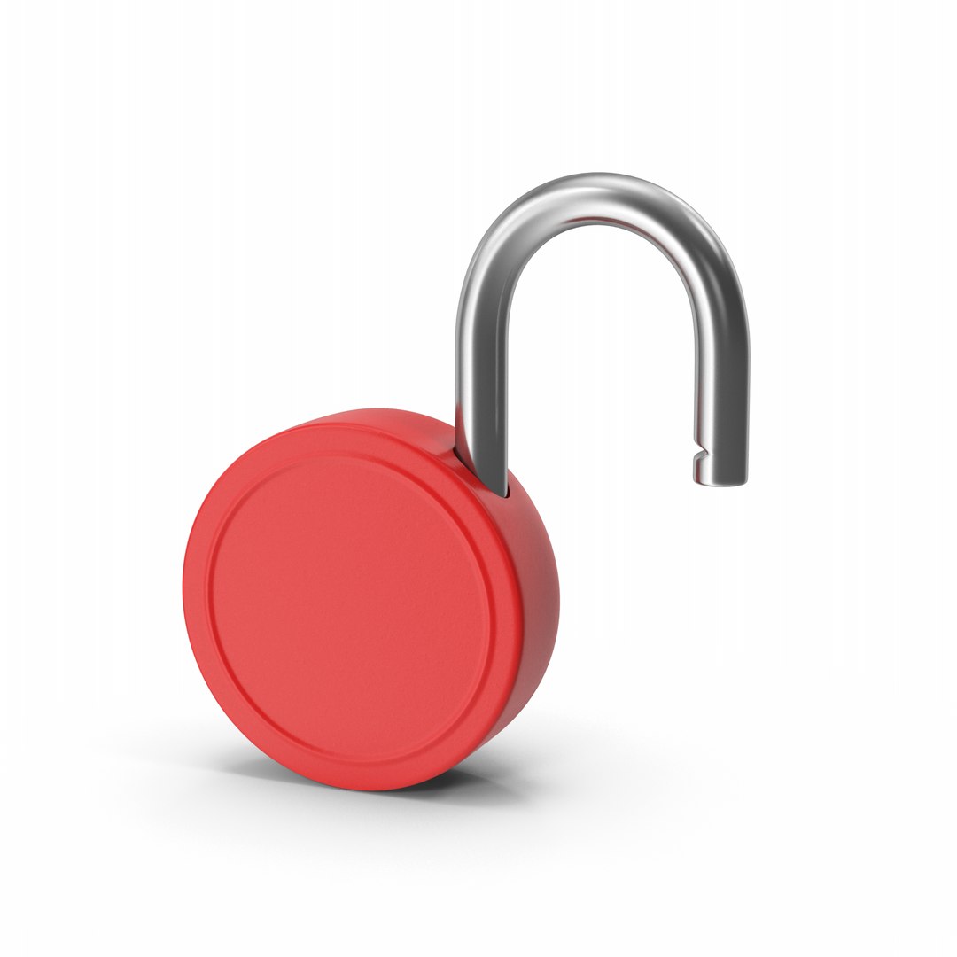3D Red Combination Round Padlock Opened model - TurboSquid 2140134