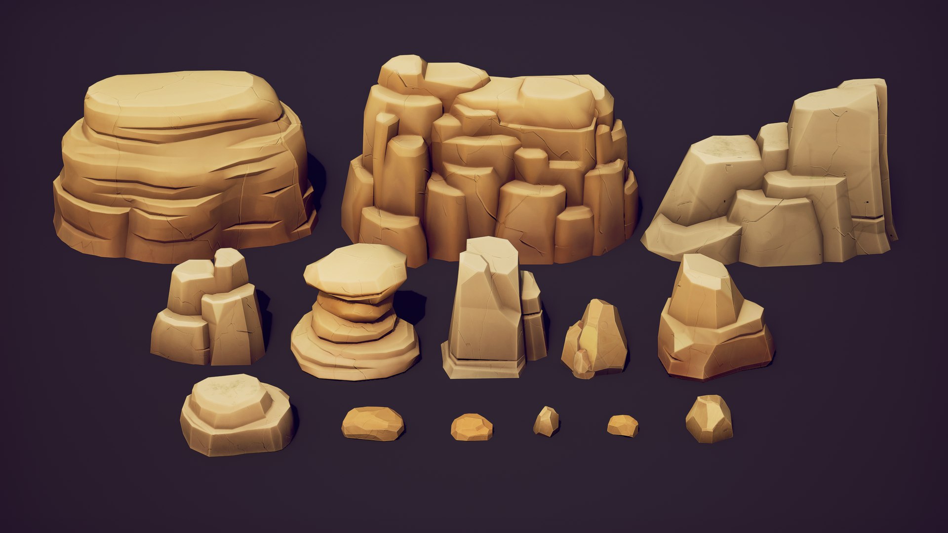 Stylized Rock Pack - Gameready Lowpoly Model model - TurboSquid 2178576