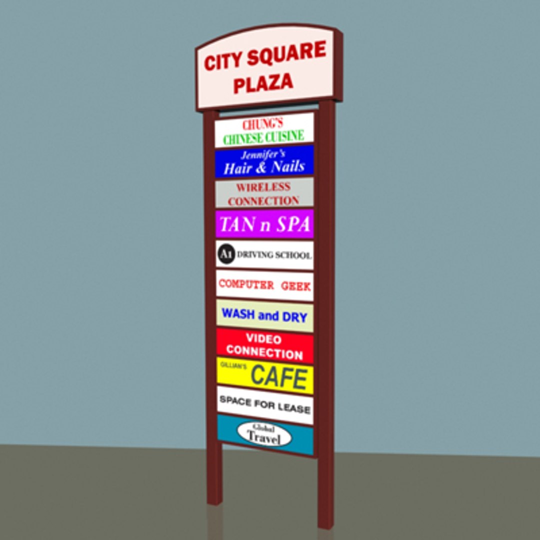 3d Model Of Plaza Illuminated Sign