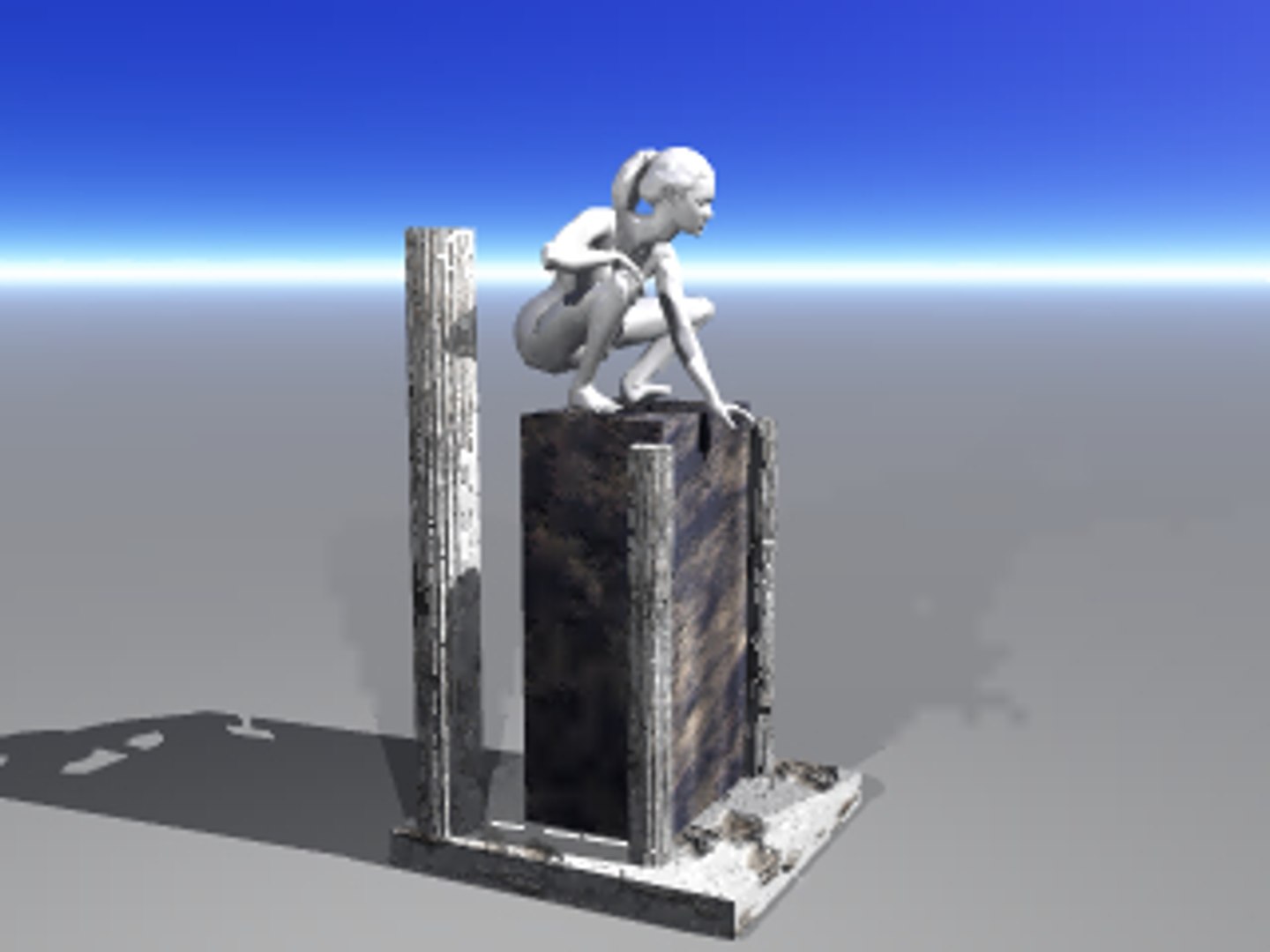 3ds Female Stone Statue Figure