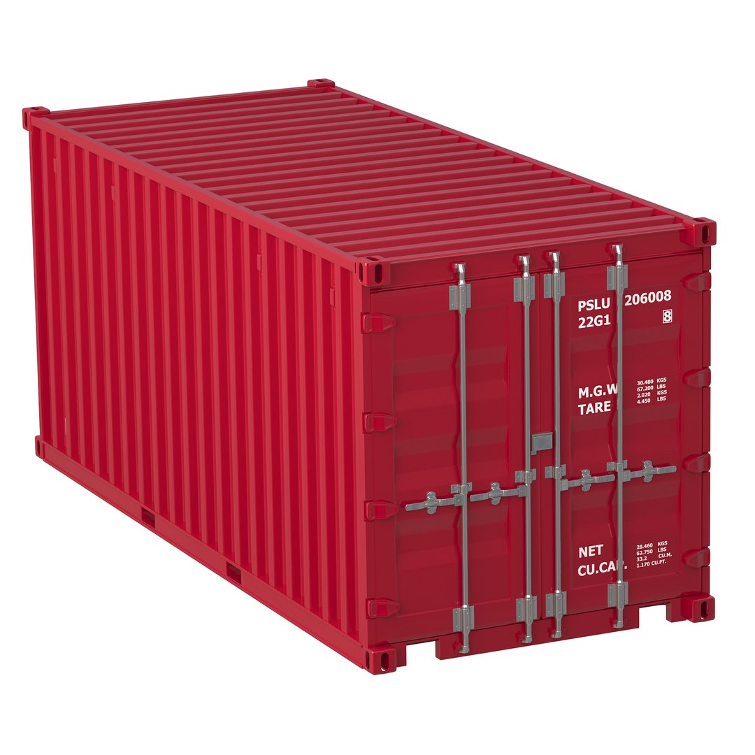 3D Model 20 Ft Container Red - TurboSquid 2107052