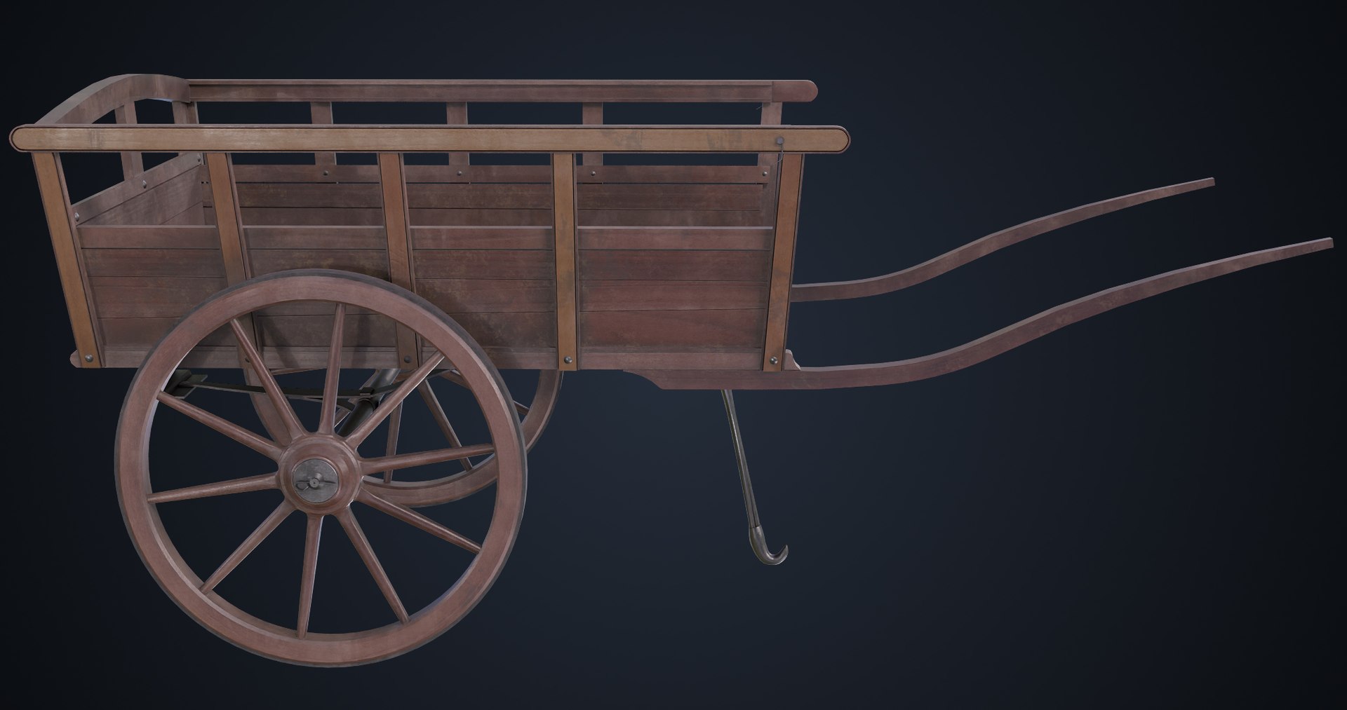 3D Red Wooden Cart11 All PBR Unity UE Textures Included - TurboSquid ...