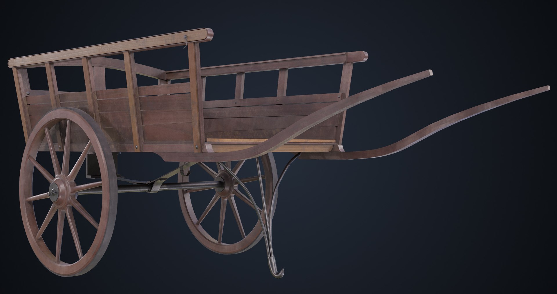 3D Red Wooden Cart11 All PBR Unity UE Textures Included - TurboSquid ...