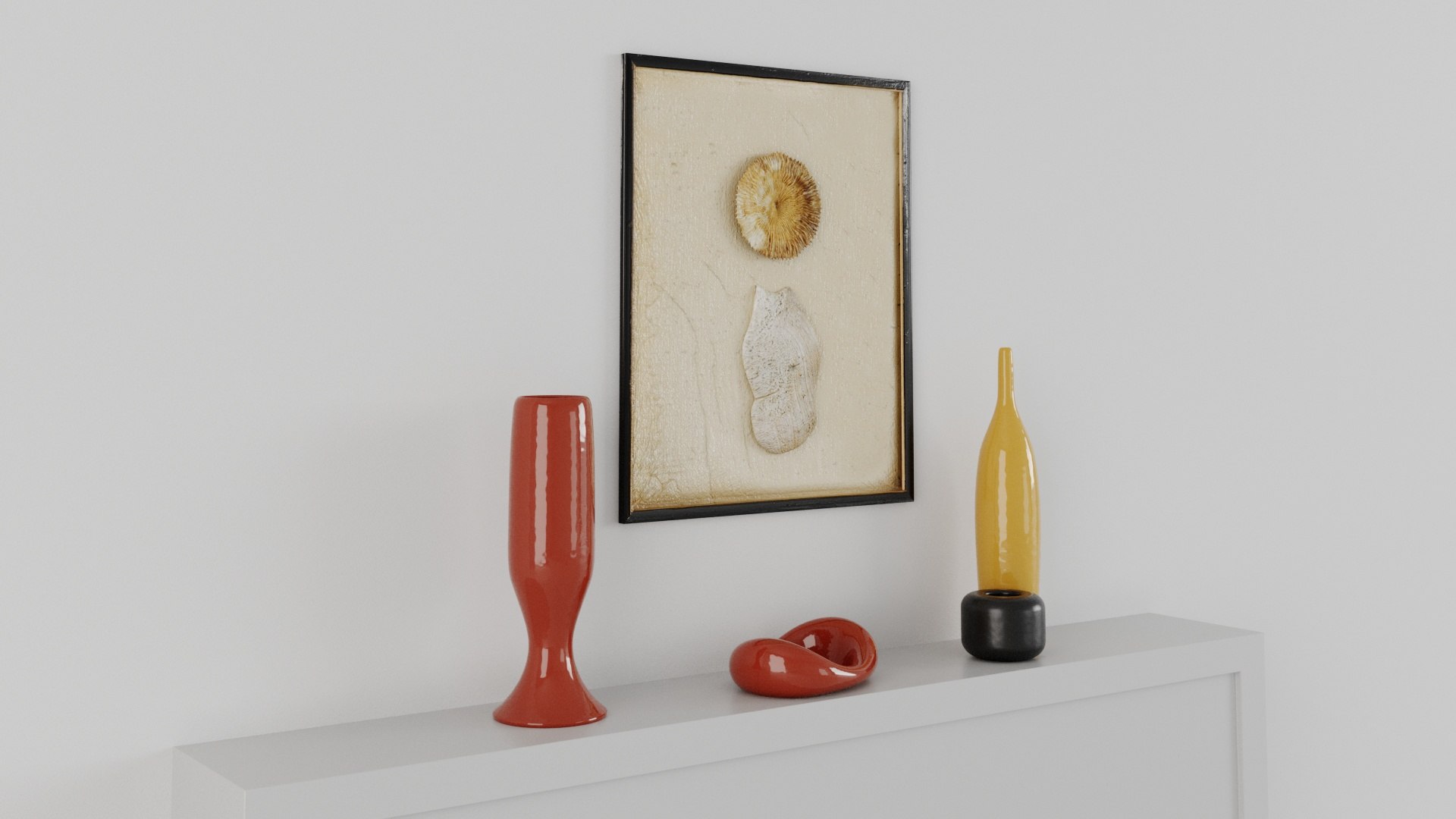 3D Decor Set Vases And Art On The Wall Model - TurboSquid 2004290