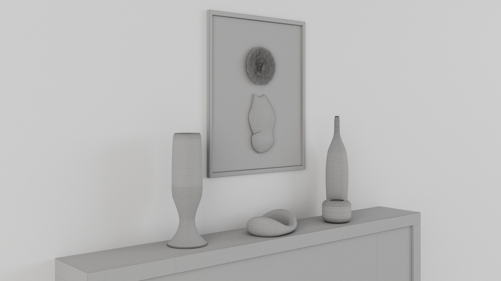 3D Decor Set Vases And Art On The Wall Model - TurboSquid 2004290