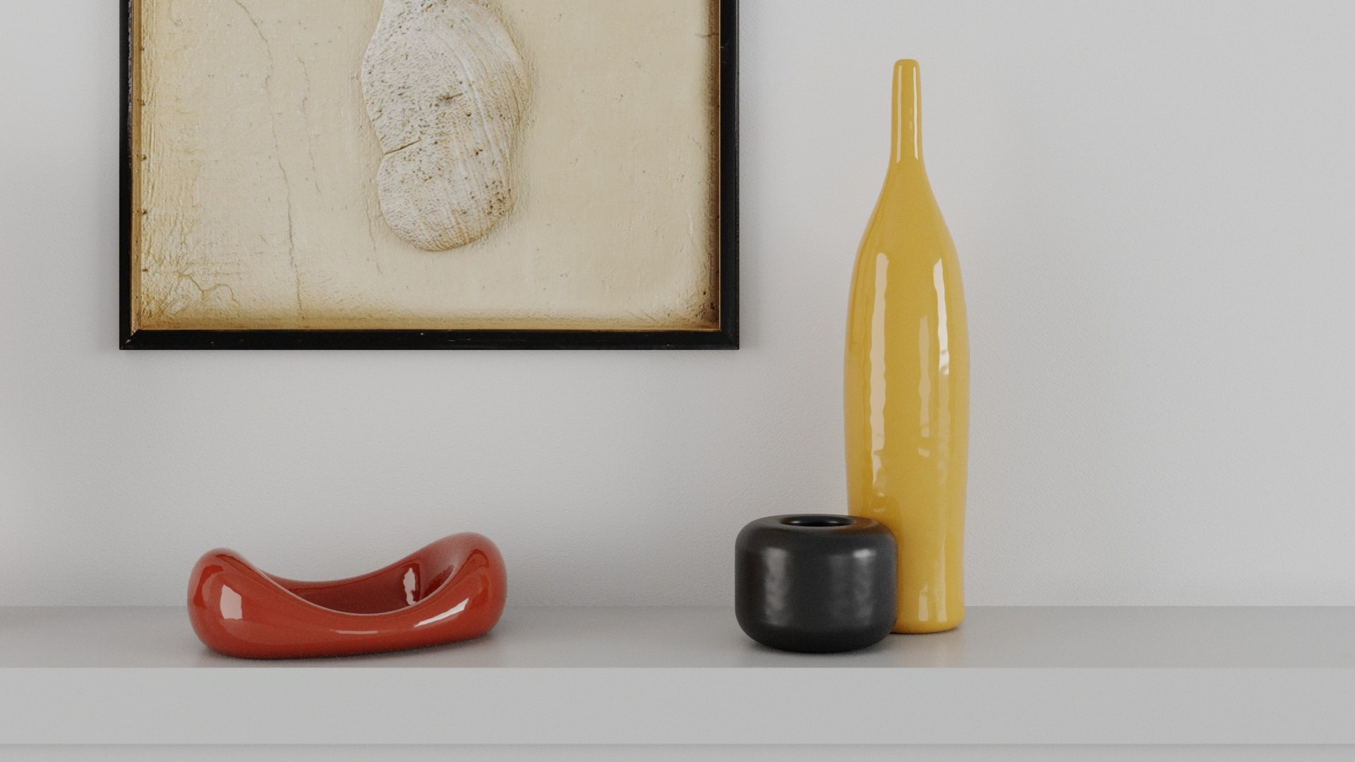 3D Decor Set Vases And Art On The Wall Model - TurboSquid 2004290