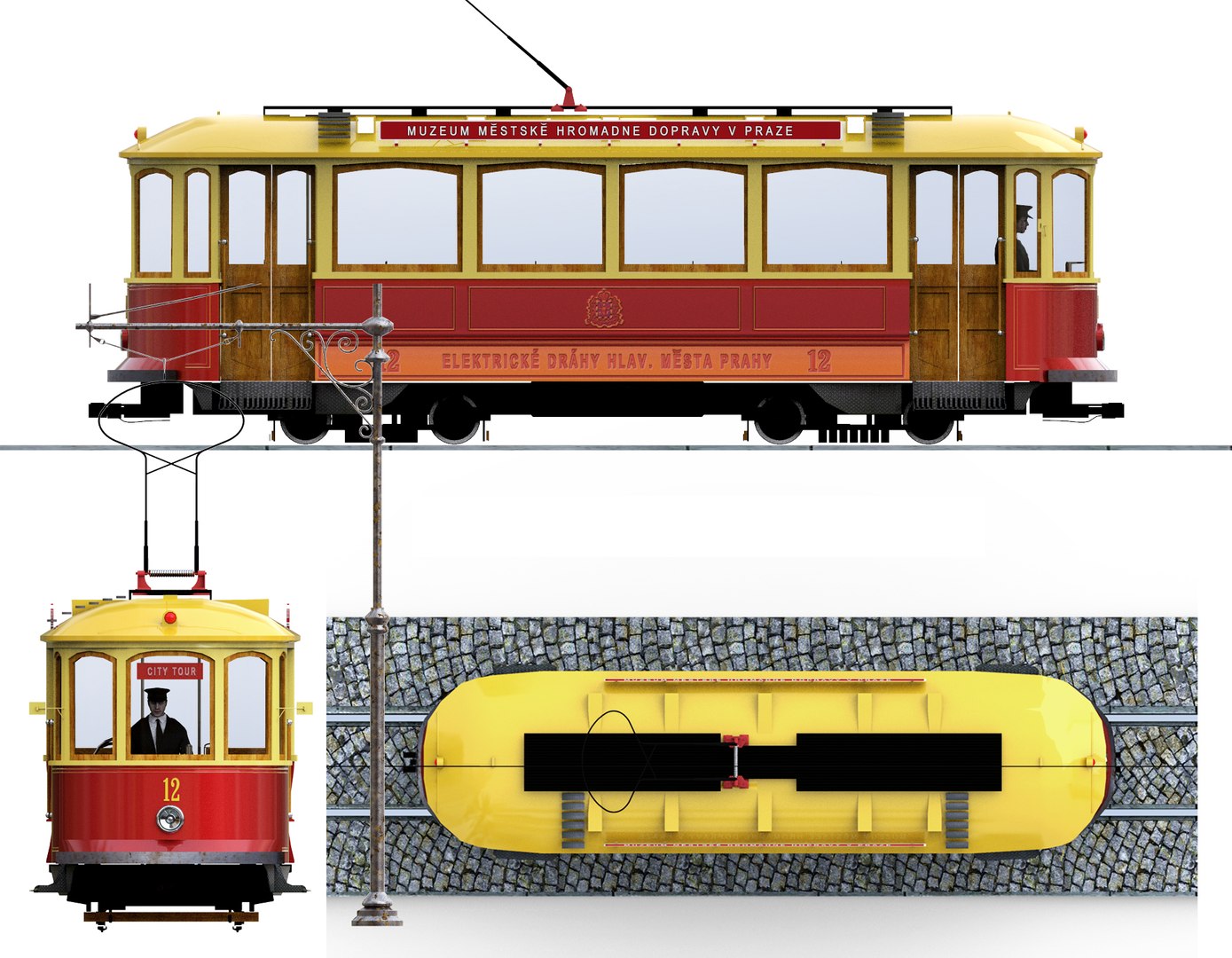 3D Model Tramway Retro Tram - TurboSquid 1673517