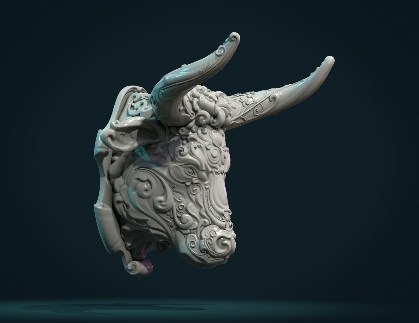 3D Bull Head - TurboSquid 1702350