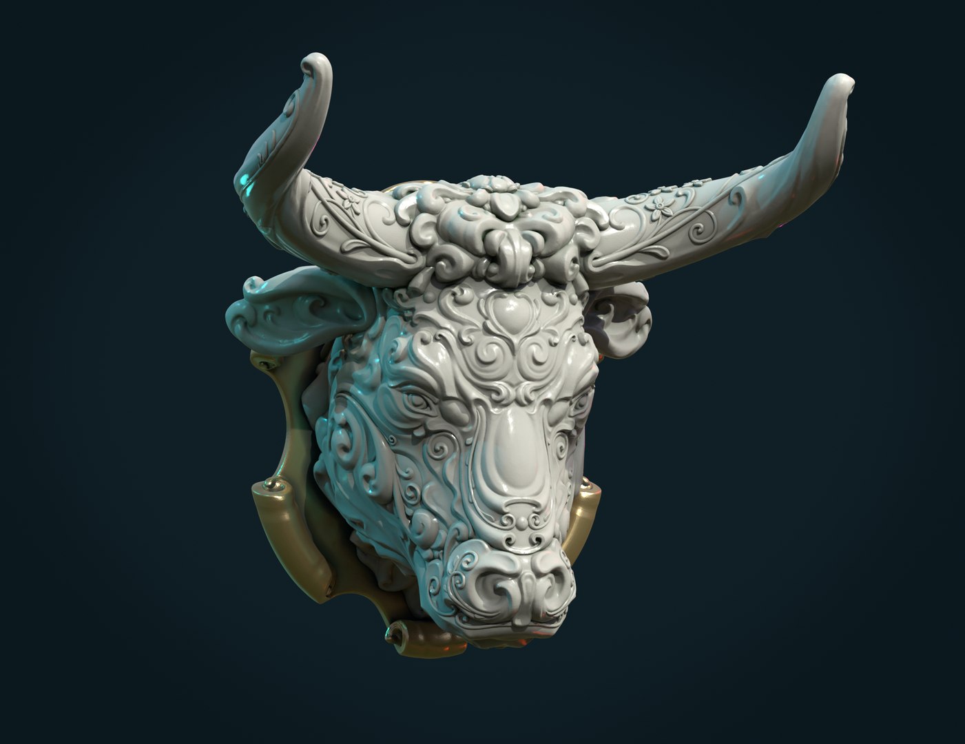 3D Bull Head - TurboSquid 1702350